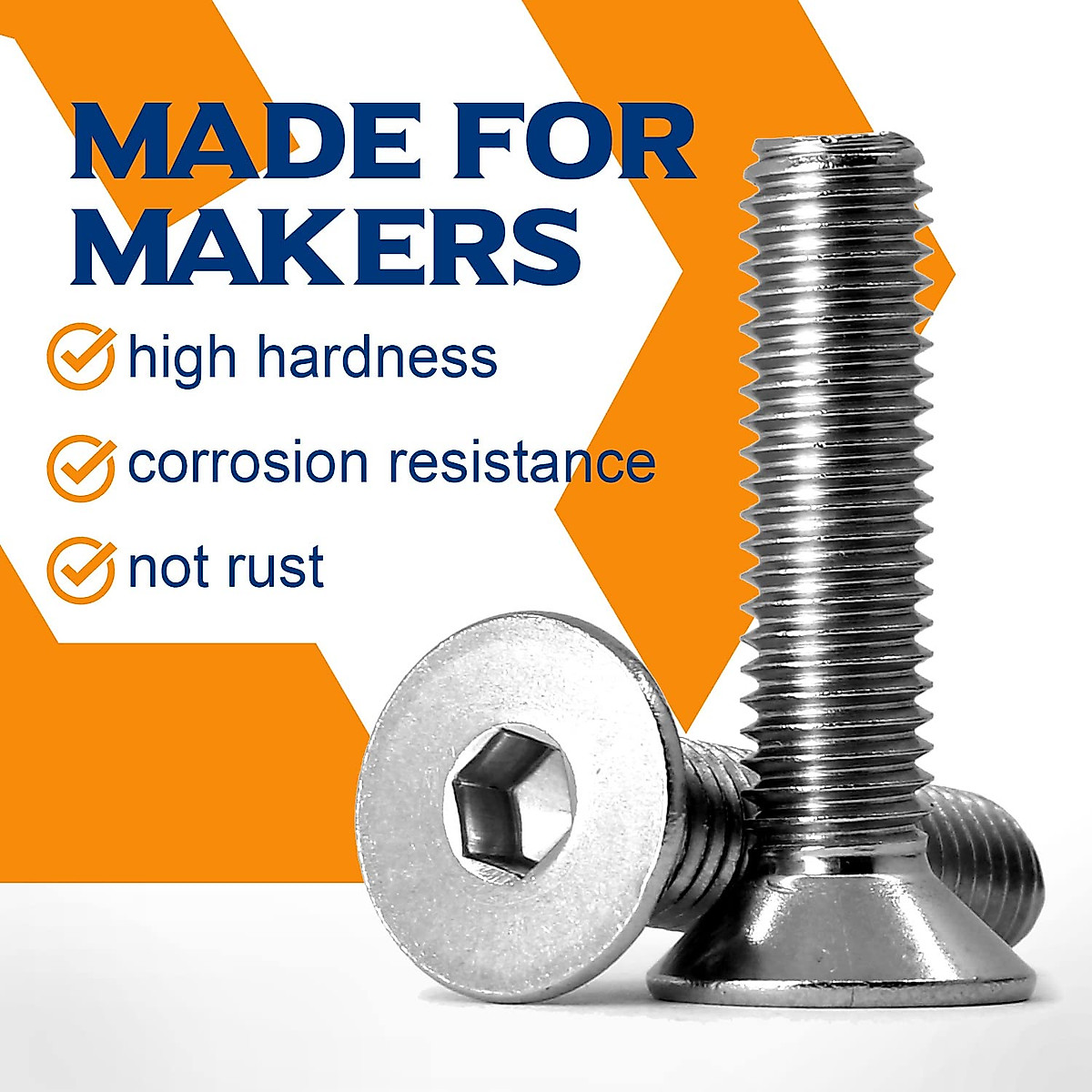 KONGKI M5-0.8 x 35mm Flat Head Socket Cap Screws, 304 Stainless Steel (18-8), DIN 7991, Allen Socket Drive,Full Thread, Machine Thread, 30 PCS