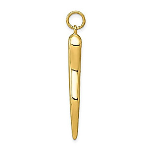 IceCarats 14K Yellow Gold Large Cornicello Italian Horn Necklace Lucky Protection Amulet Pendant Chilli Pepper Charm 41mm x 5mm Only