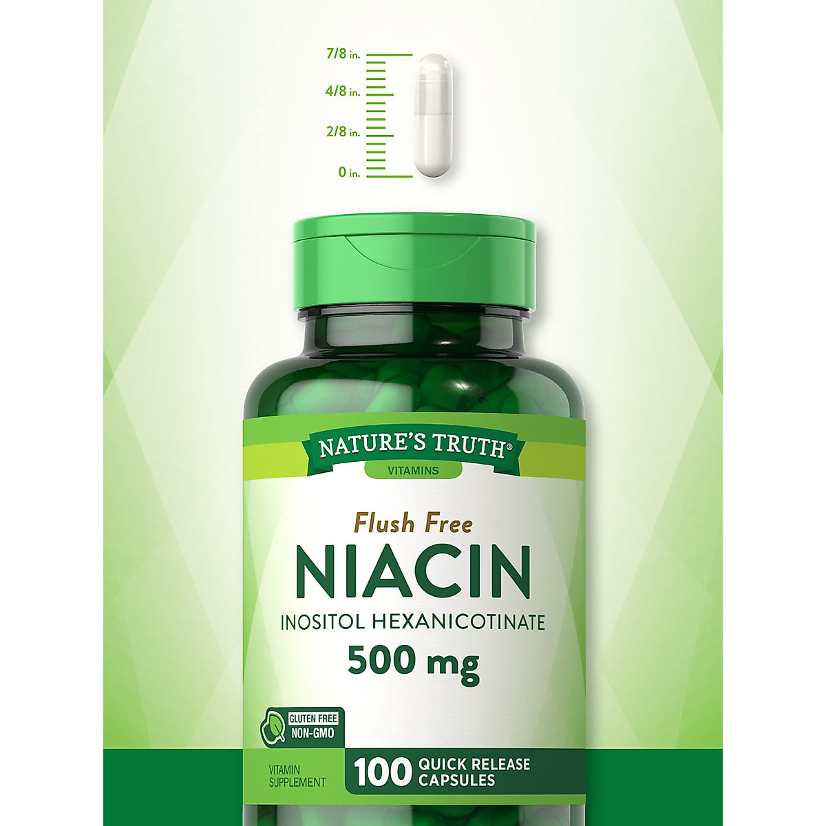 Nature's Truth Flush Free Niacin | 500mg | 100 Capsules | Non-GMO & Gluten Free Supplement
