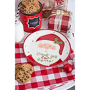 DII Seasonal Holiday Baking Collection Decorative Kitchen Servewantae, 8.3x8.3, Small Santa Cookie Plate
