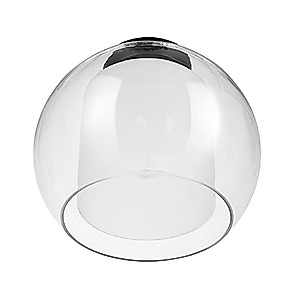 Globe Electric 61256 Aura 1-Light Flush Mount Ceiling Light, Bronze, Clear Glass Outer Shade, Frosted Glass Inner Shade, Brown, Bulb Not Included