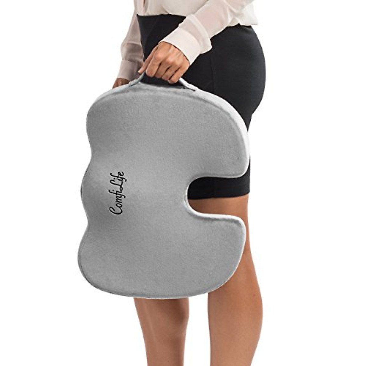 ComfiLife Premium Comfort Seat Cushion - Non-Slip Orthopedic 100% Memory Foam Coccyx Cushion for Tailbone Pain - Cushion for Office Chair Car Seat - Back Pain & Sciatica Relief (Gray)