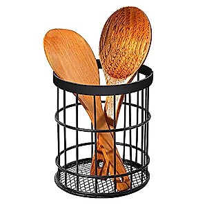 Black Kitchen Utensil Holder for Countertop, Metal Wire Kitchen Utensils Crock for Counter Organizer, Matte Spatula Holder for Cooking Storage 4.4 * 5.4 IN