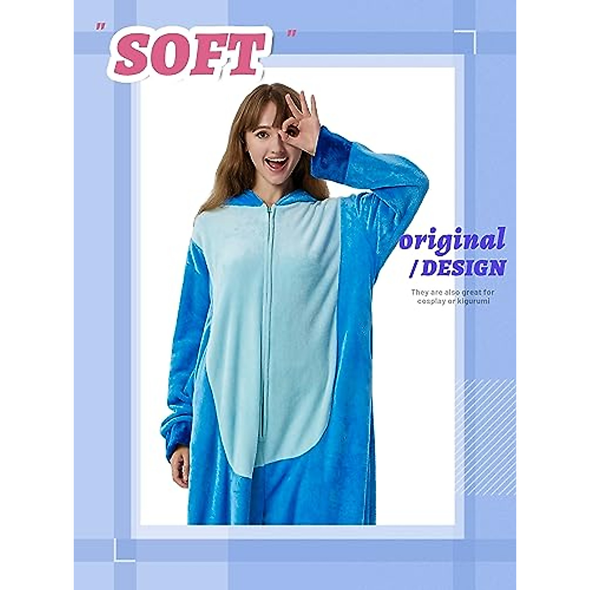 QSTYLE Adult Animal Onesie Halloween Costume,One Piece Cosplay Suit for Women and Men