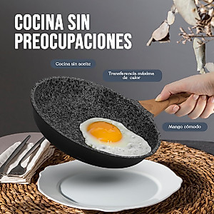 KOCHSTELLE Non Stick Fry Pan, Granite, 10", Black