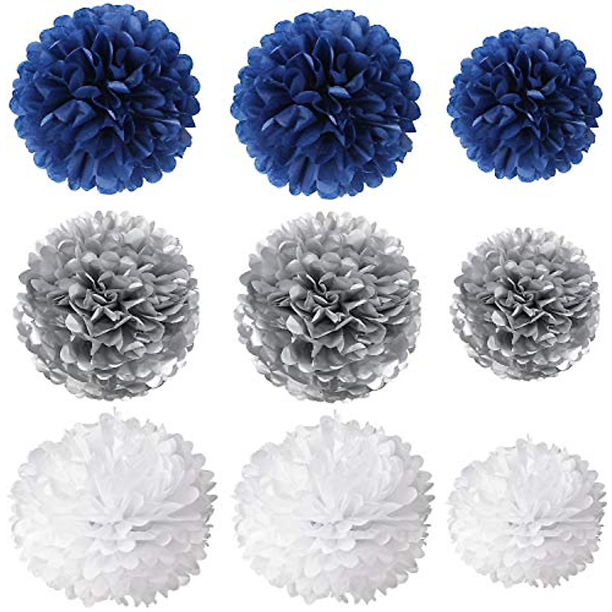 Kubert Outer Space Birthday Party Decorations 1st Birthday Boy Prince Party Decorations with Navy Silver Tissue Pom Poms Decorations Happy Birthday Banner Navy Blue Glitter Silver Paper Star Garlands