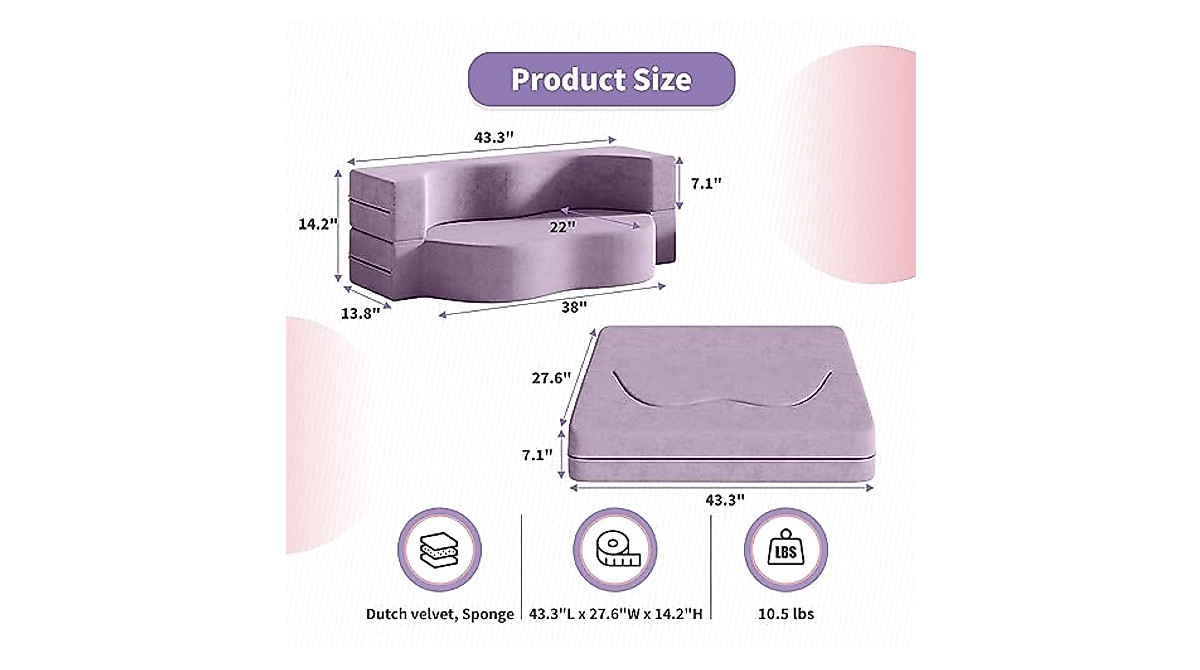 DEYGIA Kids Couch - 3 in 1 Toddler Sofa Bed
