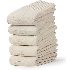 BenSorts Women Warm Solid Socks Ladies Thick Warm Cozy Crew Socks for Female Beige 5 Pairs