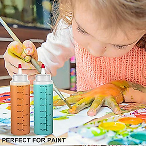 Squeeze Bottles, 12 Pack of 8 oz Plastic Condiment Squeeze Bottles with Red Caps - Great for Ketchup, Sauces, Icing, Cookie Decorating, Crafts, Liquid