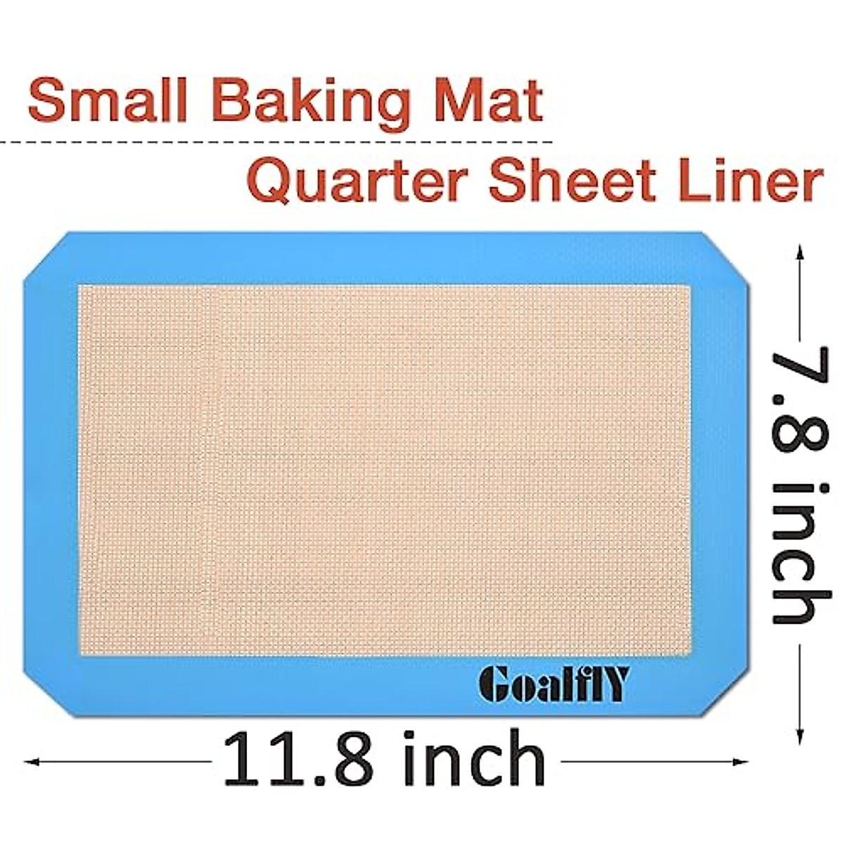 Goalfly Small Silicone Baking Mat Sheet (11.8 x 7.8 IN), 3 Pieces Non-stick Baking Mat Set, Reusable Silicone Mat for Oven, Toaster, Baking Tray, Baking Pan (Red, Blue, Grey)