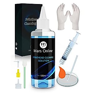 Mars Online Printhead Cleaning Kit Inkjet Printer Head Cleaner Compatible for HP/Epson/Brother/Canon 8600 8610 8035 8710 6700 6900 / Epson 1430 2720 et-2720 et-2750, 100ML, Kit 3