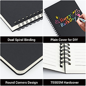 EUSOAR Spiral Notebook, A5 1pack 160 Pages 5.5"X8.3" Black College Ruled Hardcover Lined Travel Writing Subject Notebooks Journal, Memo Notepad Sketchbook, Students Office Business Diary Book Journal