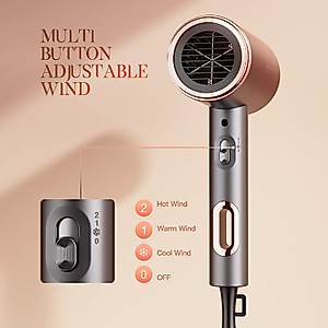 Bestauty Blow Dryer, Travel Hair Dryer Ion HairDryer with Diffuser Low Noise Stylish Appearance, Lightweight Hair Dryer for Home, Salon and Travel (Rose Gold)