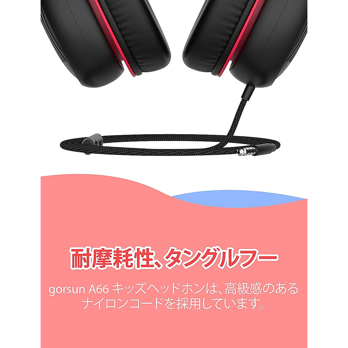 gorsun Premium A66 Kids Headphones with 85dB/94dB Volume Limited, in-line HD Mic, Audio Sharing, Foldable Toddler Headphones, Adjustable, Children Headphones Over-Ear for School Travel,Red