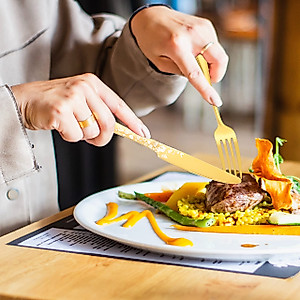 20-Piece Gold Silverware Set for 4, Stapava Stainless Steel Gold Flatware Cutlery Set, Unique Tableware Utensil Sets Include Forks Spoons And Knives Set, Mirror Polished, Dishwasher Safe