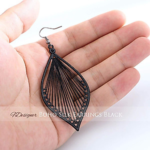 Fdesigner Boho Woven Geometric Earrings Drop Black Jewelry Fashion Silk Earring Dangle for Women
