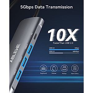 USB C Hub, ABLEWE USB C to HDMI Multiport Adapter, Thunderbolt 3 to HDMI Hub with 4K HDMI, 3*USB 3.0 and 100W PD Charging Adapter for MacBook Pro/Air 2020, iPad Pro/Chromebook/Pixelbook/XPS/Surface