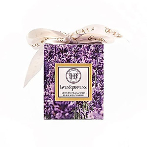 HB Botanicals Luxury Candle Lavande Provence Highly Scented Soy Candle Lavender Wax. Clean Burn in 7.5 Oz Frosted Gold Glass. Beautiful Gold Embossed Gift Box. Gift Wrapped! Safe Cotton Wick