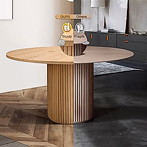 SIMTONAL Round Dining Table Modern Wood Kitchen Table 35'' Circular Tabletop for Leisure Coffee Table,35''L x 35''W x 29.9''H