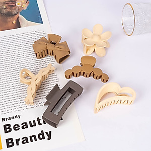 6Pcs Medium Hair Claw Clips for Thick Thin Fine Long Hair, Large Cute Neutral Matte Non Slip Hair Clips Strong Hold for Women Girls(6 Pack)