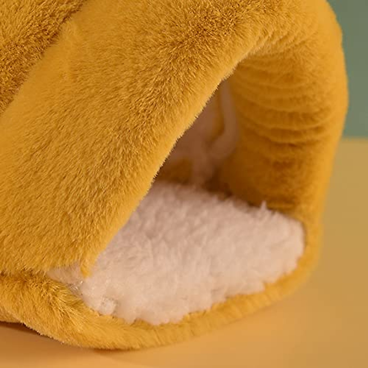 JENPECH Hamster House Cartoon Design - Warm Comfortable Semi-Closed Guinea Pig Hideout Hamster Accessories Hamster Bed for Rodent/Guinea Pig/Rat/Hedgehog Brown XL