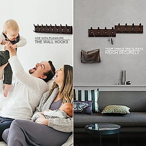 FATASTY Coat Rack Wall Mount - Wooden Wall Coat Rack with 8 Tri Metal Hooks for Hanging Coats, Backpacks and etc. 28 Inch Coat Hooks Wall Mount for Mudroom Farmhouse Entryway.