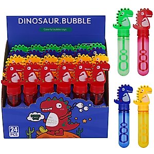 Dinosaur Bubble Wands for Kids Dinosaur Themed Party Favors Goodie Bags Filler Tyrannosaurus Rex Bubble Blowing Toys 24PCS