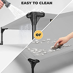 Veehoo Cooling Elevated Dog Bed, Outdoor Raised Dog Cots Beds with Washable & Breathable Mesh, No-Slip Rubber Feet, Portable Chewproof Pet Bed for Indoor & Outdoor, X-Large, Grey