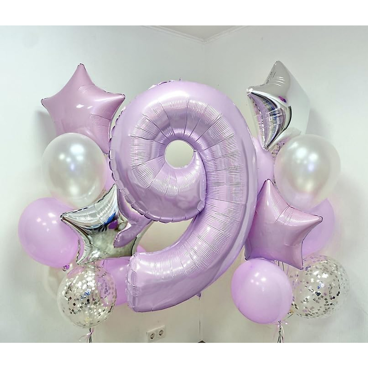 40 Inch Balloon Number 6 Light Purple, Large Foil Pastel Purple 6 Balloons Number for Women, Lavender Globos de Numero 6 Helium Balloons for Girls 6th Birthday Anniversary Graduation Party Decorations