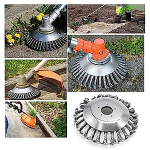ZUDKSUY 6inch and 8inch Wire Brush Cutter Trimmer Head Set for Cord Trimmer, Mossy Weed Removal (2 Brushes and 2 Pack Adapter kit)