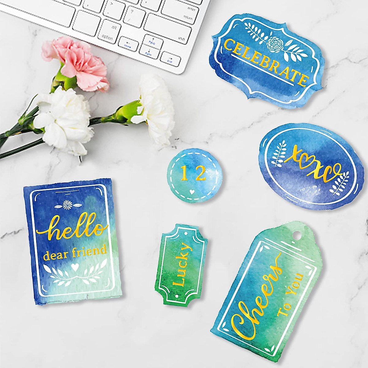 GLOBLELAND Grateful Blessed Words Hot Foil Plate for DIY Foil Paper Holiday Embossing Word DIY Foil Embossing for Scrapbooking Decor Cards Making Matte Platinum