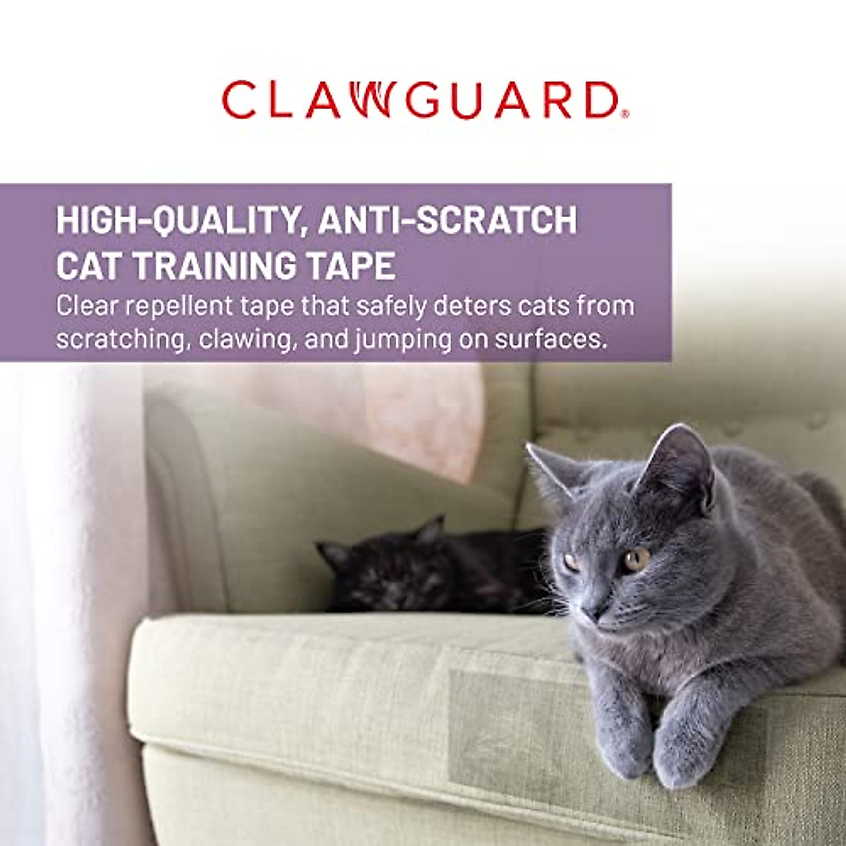 CLAWGUARD Cat Repellant Tape 20 Pre-Cut Strips - Cat Scratch Furniture Protector - Cat Deterrent Tape - Cat Anti Scratch Shields - Cat Scratch Sofa Protection - Sofa Drapes Screens and More