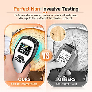 Pinless Wood Moisture Meter Detection - Firewood Moisture Meter Digital Moisture Detector for Lumber Drywall Firewood Masonry Woodworking Plaster Floor Concrete Building with LCD Display Sound Alarm