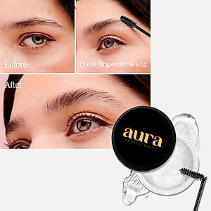 Eyebrow Wax Clear by aura, Eye Brow Gel for Lamination Effect, Eyebrow wax with applicator brush, brow lamination kit, Soap Brows Lift Waterproof, Cera de Cejas