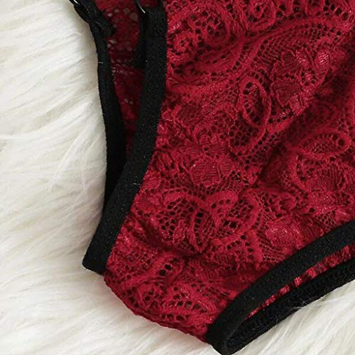 Red Lingerie for Women, Blue Bodysuit Women Xs Lingerie Petite Sexy Lengerie Costume Floral Lace Lingerie Brag-String Thong Set Babydoll Sleepwear Underwear Bralette and (XL, Red)
