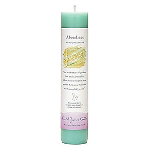 Crystal Journey Reiki Charged Herbal Magic Pillar Candle - Abundance - Made with Aromatherapy Essential Oils Clove, Citronella, Lemon Balm, Cinnamon, and Nutmeg