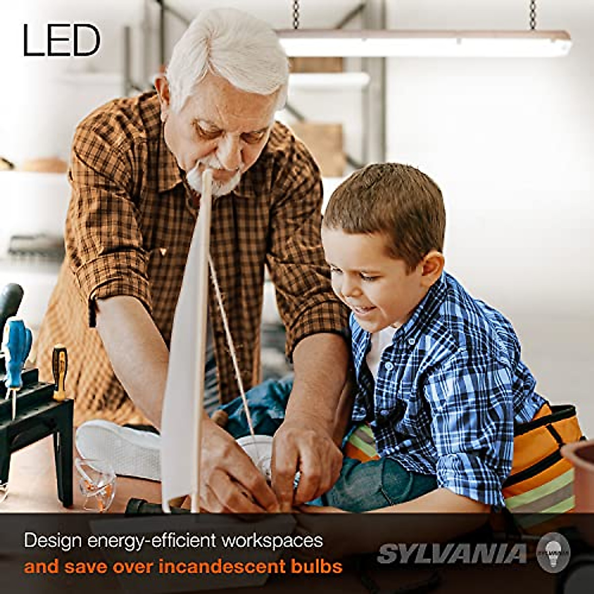 SYLVANIA 4ft LED Strip Light, 20W Equivalent, CCT 3 Color Select, 3000K/4000K/5000K, Linear Ceiling Luminaire - 1 Pack (61453)