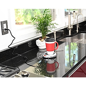 Home-X Mug Warmer, Desktop Heated Coffee & Tea - Candle & Wax Warmer (Silver Finish)