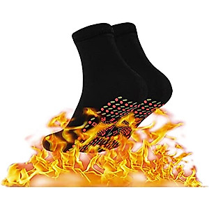 3 Pair Self-Heating Socks for Men Women, Unisex Therapy Magnetic Socks Washable Anti-Freezing Self Heating Socks Insulated Cold Weather for Outdoor Hunting Camping Hiking (Black)