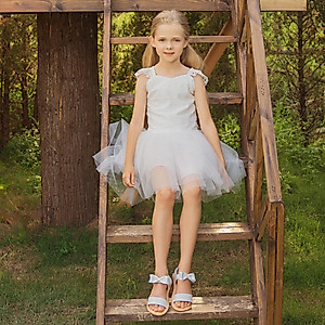 Felix & Flora Toddler Girl White Sandals Size 10 - Easter Flower Girl Dress Shoes Open Toe Little Kid Summer Flats