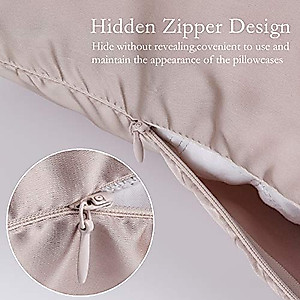 JOGJUE Silk Pillowcase for Hair and Skin 2 Pack 100% Mulberry Silk Bed Pillowcase Hypoallergenic Soft Breathable Both Sides Silk Pillow Case with Hidden Zipper, Pillow Cases (Standard, ApricotGray)