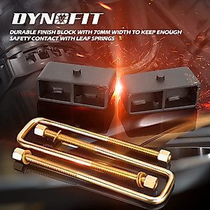 dynofit 2 inch Rear Lift Blocks for Silverado 1500 Sierra 1500, 2" Rear Leveling Block Kit Compatible with 2007-2021 Chevy Silverado 1500, GMC Sierra 1500, Lift Block and Square Leaf Spring Ubolt Kit