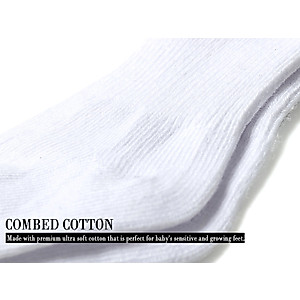 EPEIUS Unisex-Baby Socks Newborn Girl Seamless Turn Cuff Socks Cotton Rich Baby Boy Booties Socks White 6 Pair Pack,0-3 Months