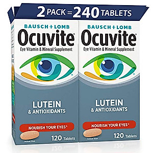 Bausch + Lomb Ocuvite Eye Vitamin and Mineral Supplement with Lutein, 60 Count Bottle