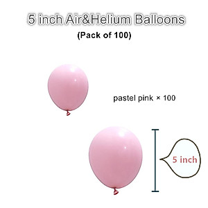5 inch Pastel Pink Balloons, 100 pcs Mini Macaron Pink Light Pink Latex Balloons for Birthday Wedding Baby Shower Party Decorations (Pastel Pink)