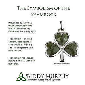 Biddy Murhphy Irish Sterling Silver Shamrock, Traditional Claddagh Heart Necklace, 10k Gold Crown Accent, 7/8" Inch, Timeless Celtic Jewelry for Women, Imported from Ireland