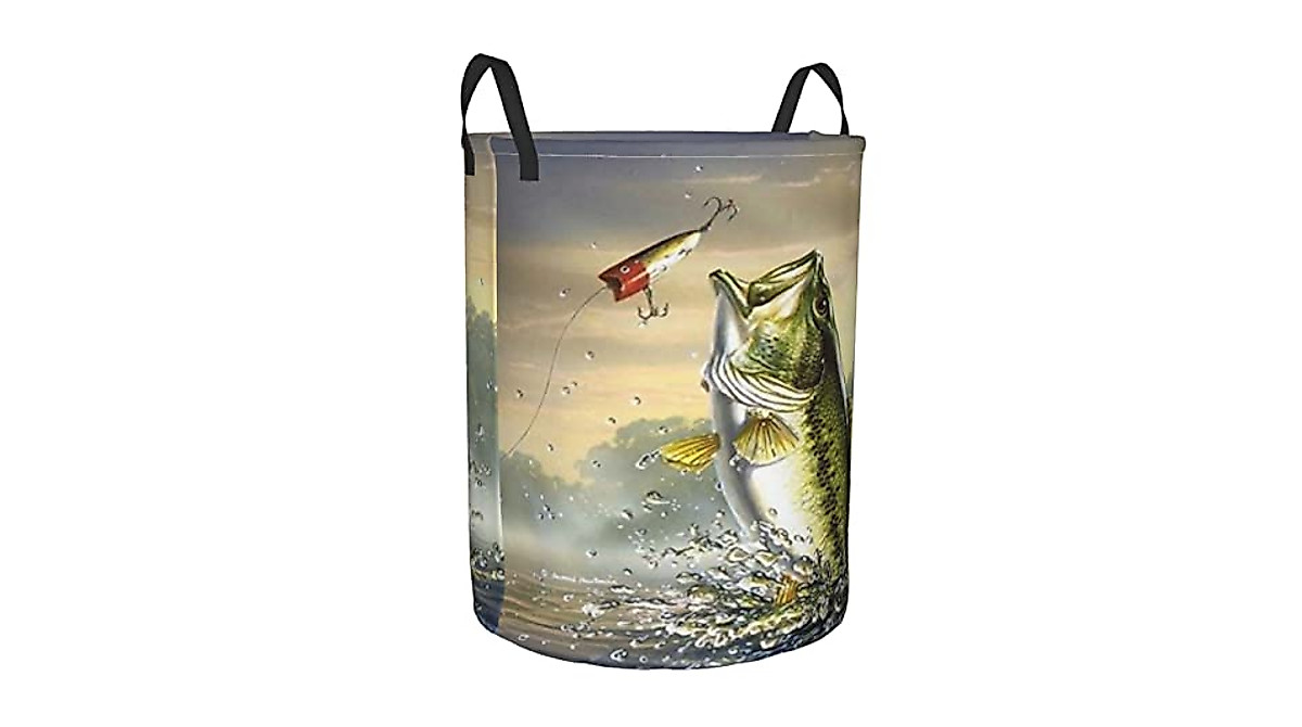 Duwrap Large Fish Bass Laundry Hamper - 50L Collapsible Storage Basket
