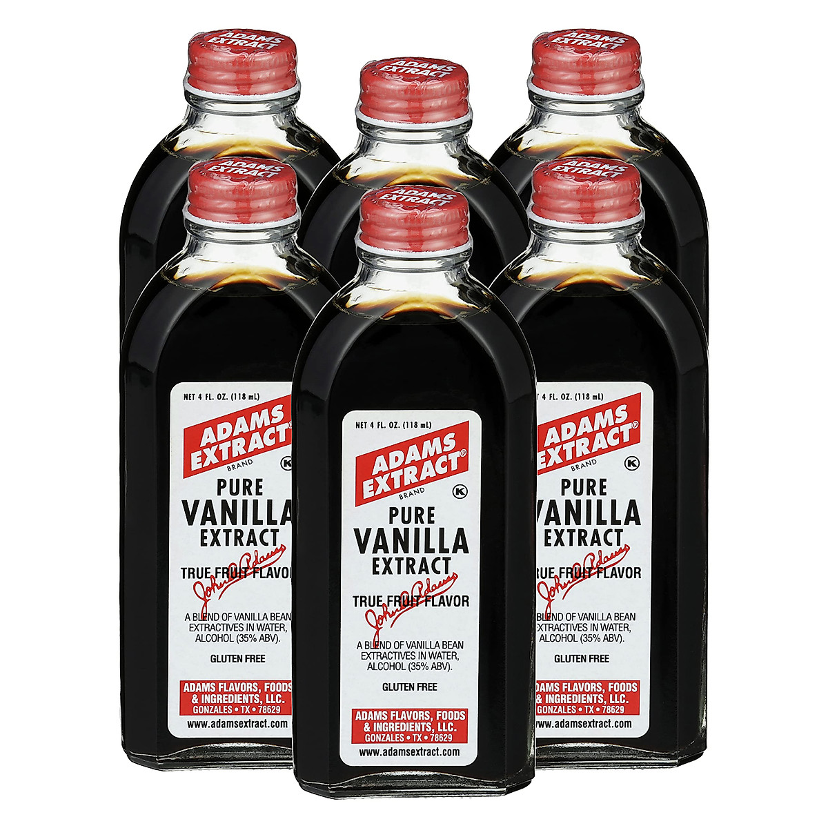 Adams Extract Pure Vanilla Extract 4 Fl Oz (Pack of 6)