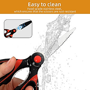 YEVEETTE Kitchen Shears Set of 2, Heavy Duty Kitchen Scissors Seafood Scissors, Stainless Steel Sharp Food Cooking Scissors for Meat, Bones, Fish, Poultry, Vegetables, Chicken, Dishwasher Safe