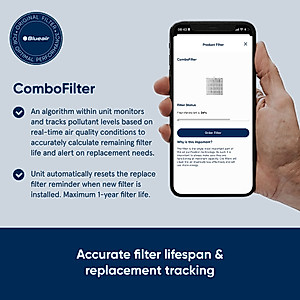 BLUEAIR DustMagnet 5400 Series ComboFilter, Genuine Replacement Filter for DustMagnet 5440i, 5410i Home Air Purifiers for Dust, Virus, Bacteria, Smoke and Allergies, White